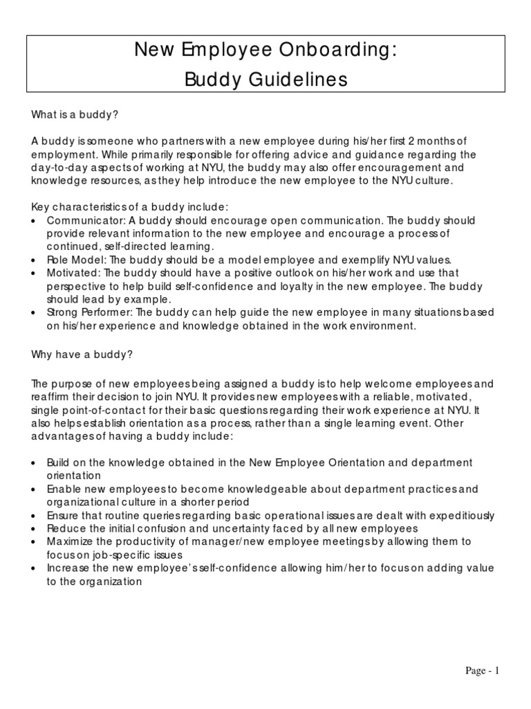 Buddy Guidelines | PDF | Emergence | Employment