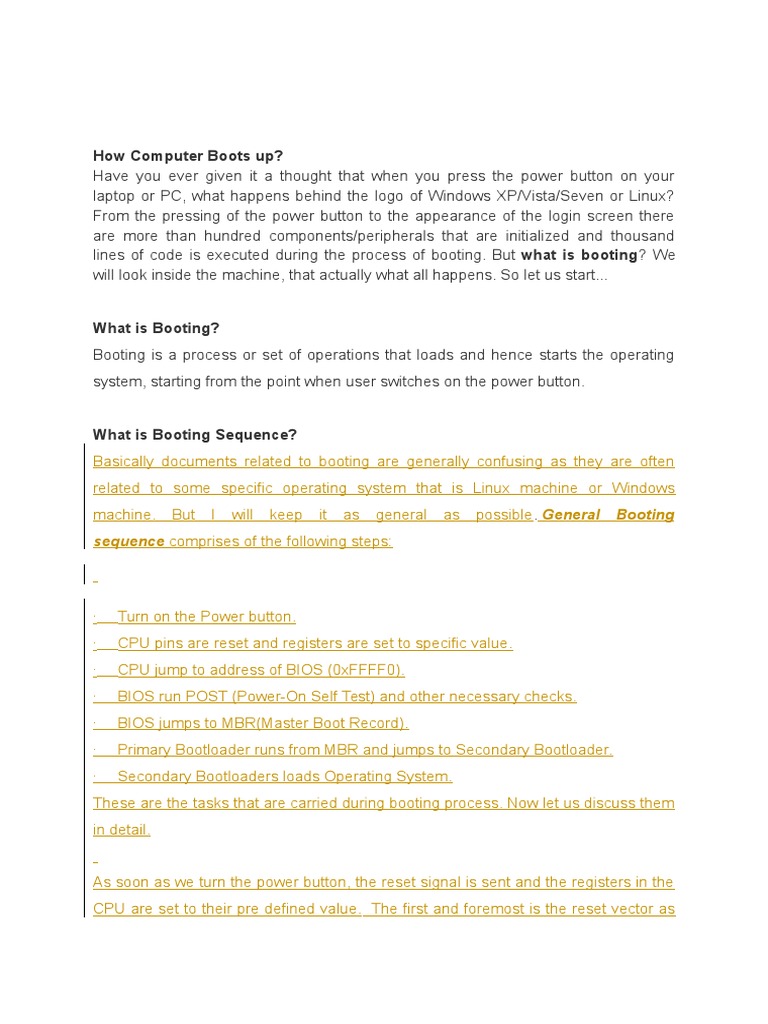 How Computer Boots Up | PDF | Booting | Bios