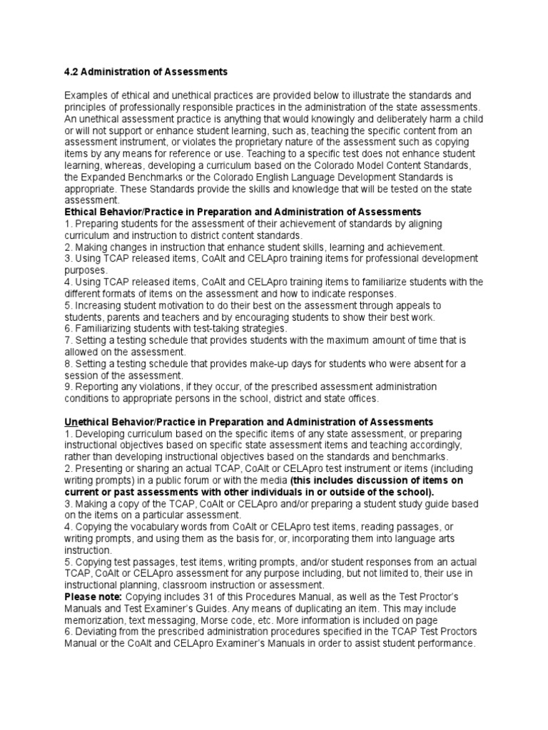 Ethical-Unethical Assessment Practices | PDF | Educational Assessment ...