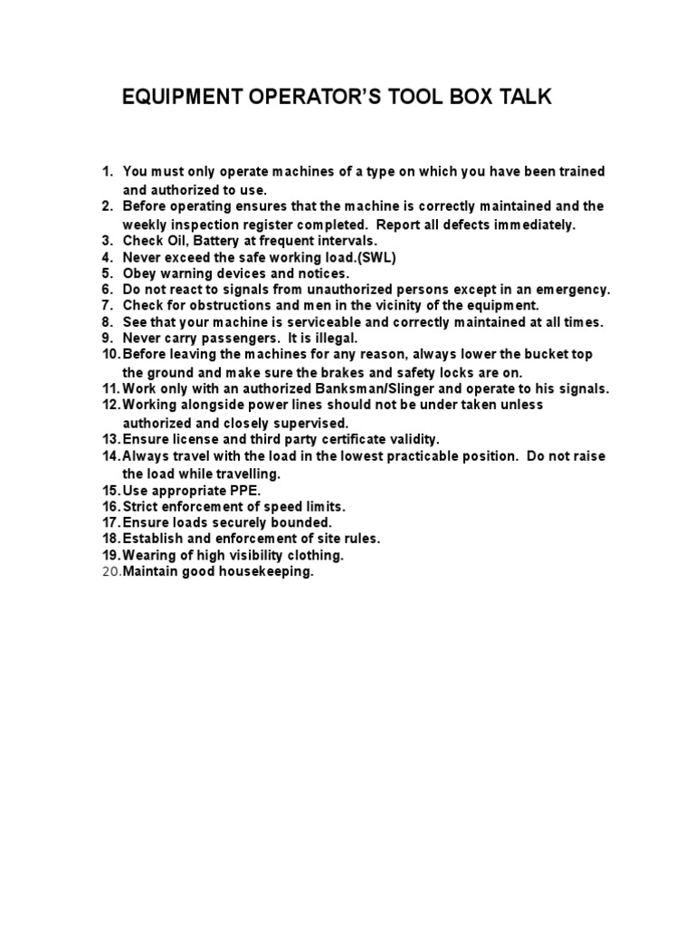 Eqp - Operator's Tool Box | PDF