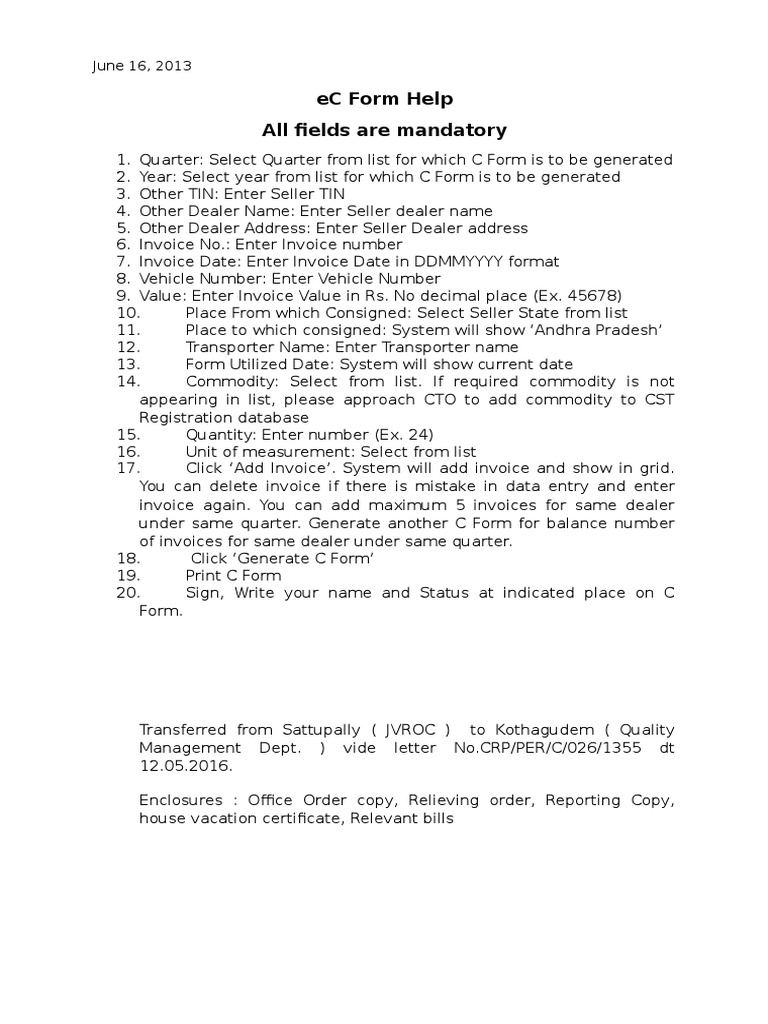 Ec Form Help All Fields Are Mandatory: June 16, 2013 | PDF | Invoice ...