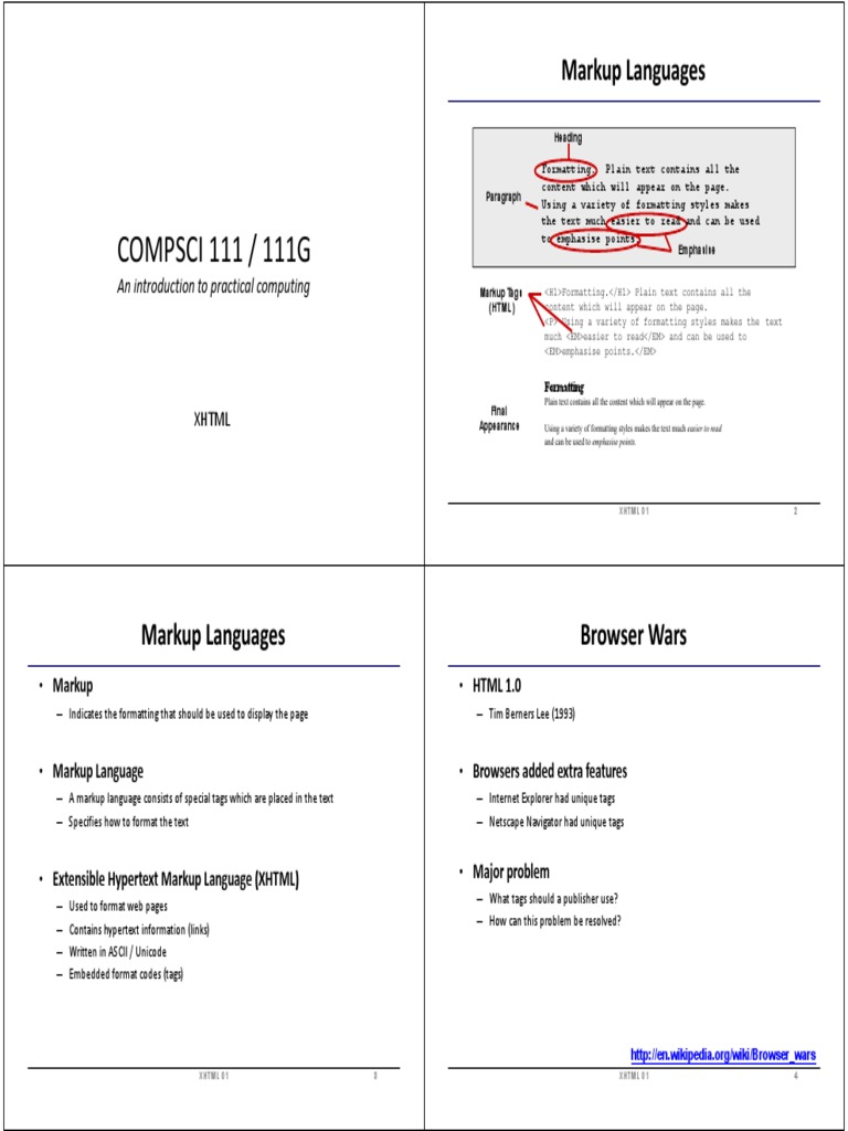 Lecture16-XHTML Damir Cecil 4 | PDF | Html Element | Xhtml