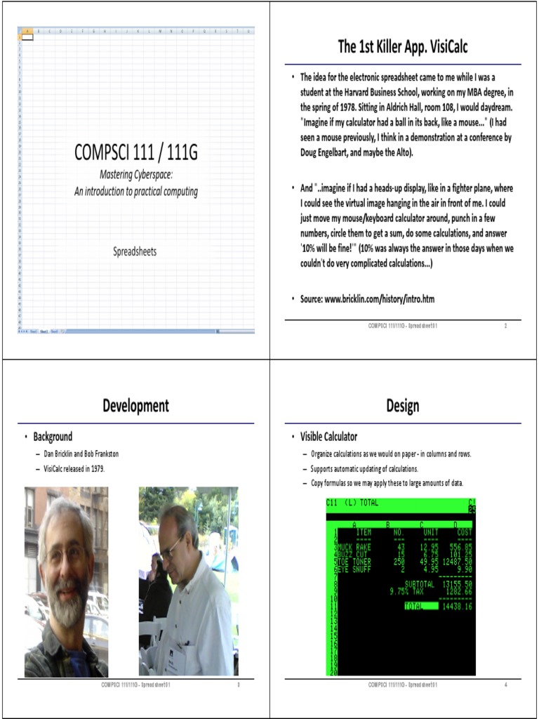Lecture22-Spreadsheets1 Students 4 | PDF | Spreadsheet | Computer ...
