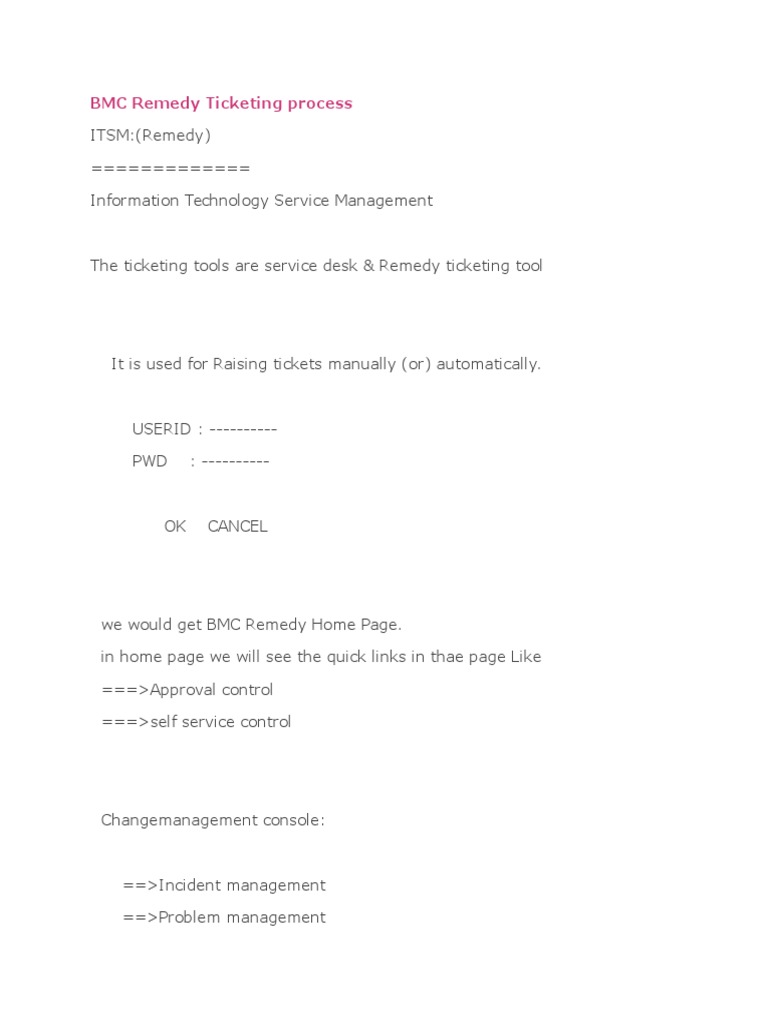 BMC Remedy Ticketing Process PDF