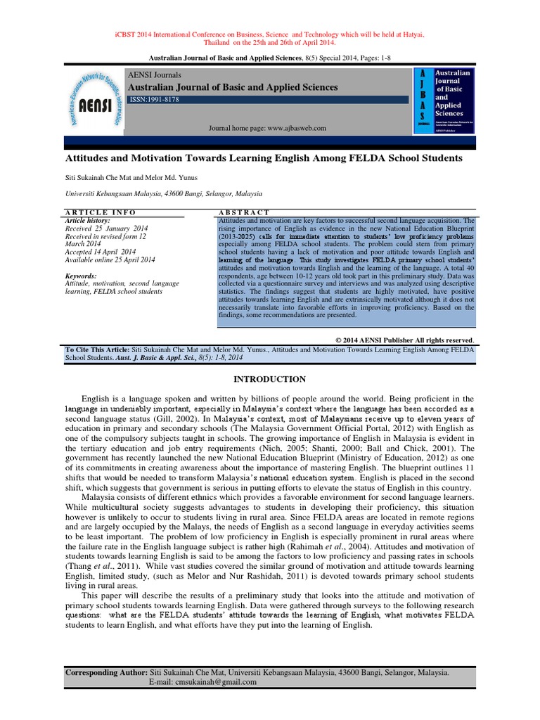 Attitude and Motivation Towards English Learning | PDF | Motivation ...