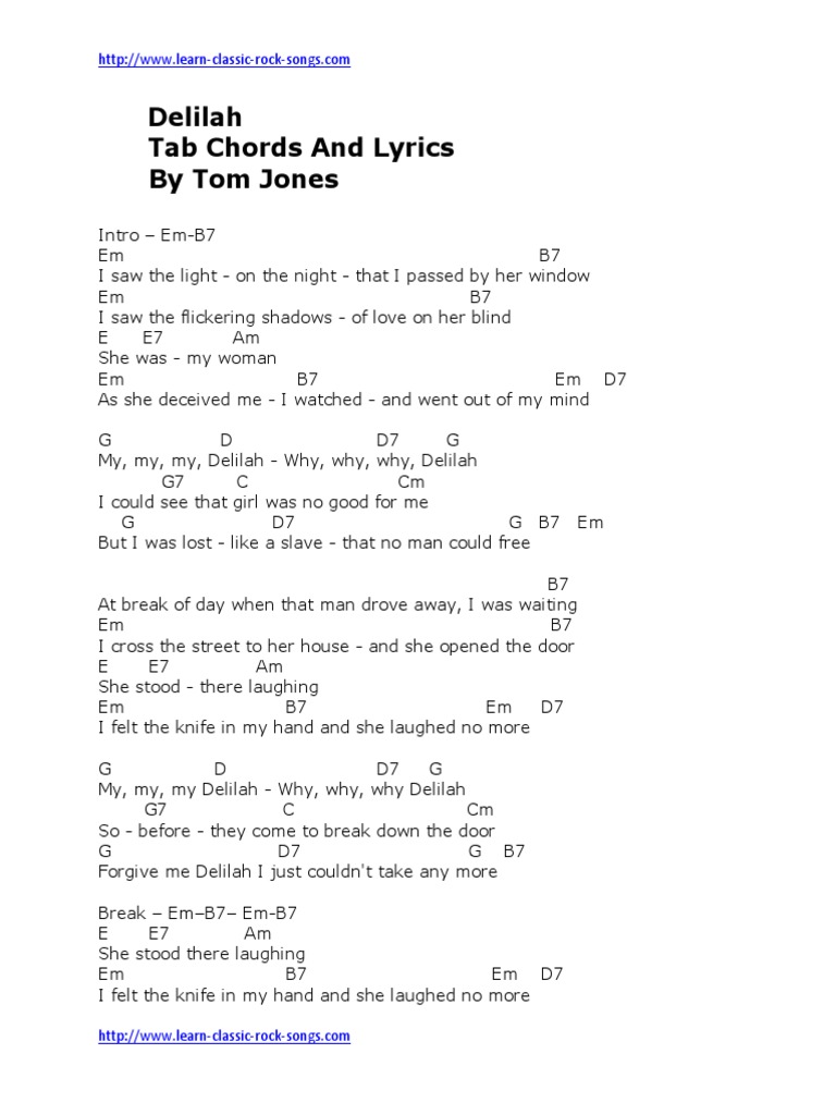 Delilah Tab by Tom Jones | PDF