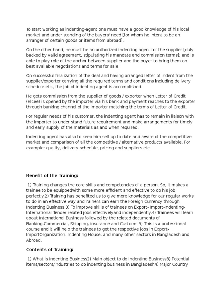 Indenting Agents | PDF