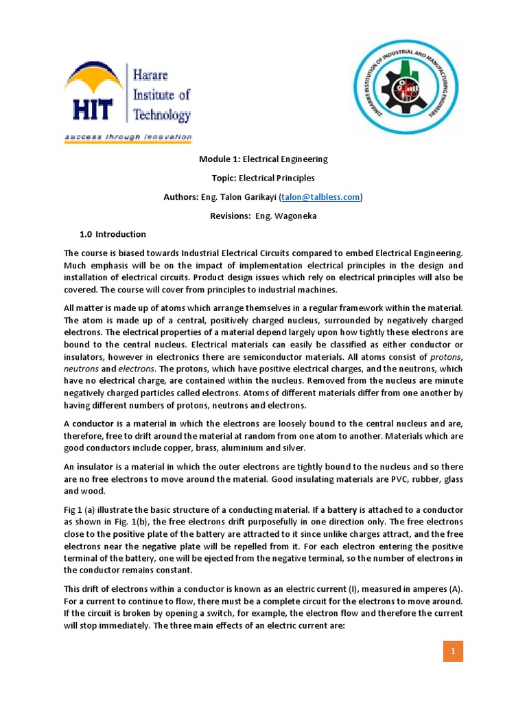 Module 1 Electrical Engineering PDF | PDF | Electrical Resistance And ...