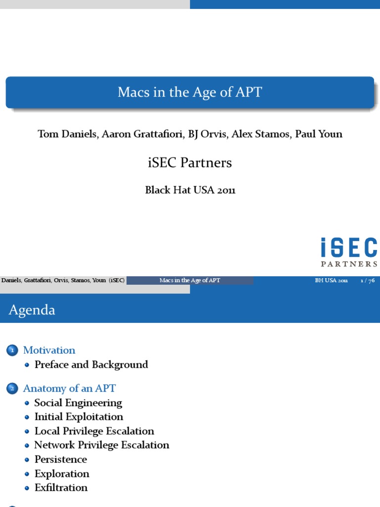 Macs in The Age of APT: iSEC Partners | PDF