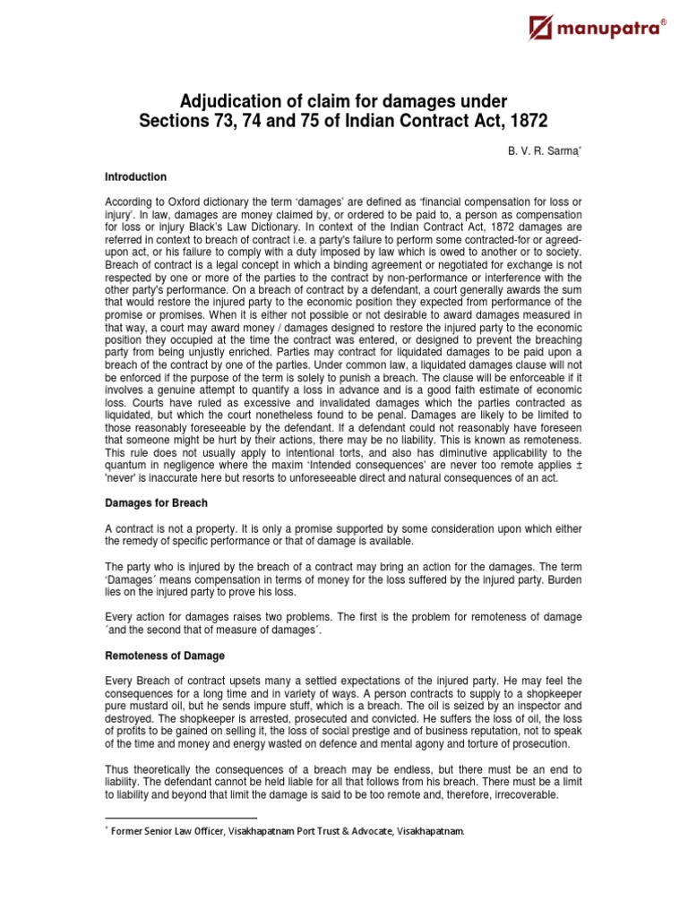 Damages Under Contract Act | PDF | Damages | Liquidated Damages