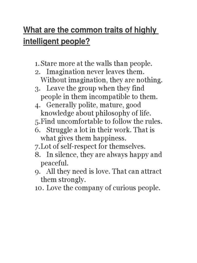What Are The Common Traits of Highly Intelligent People? | PDF