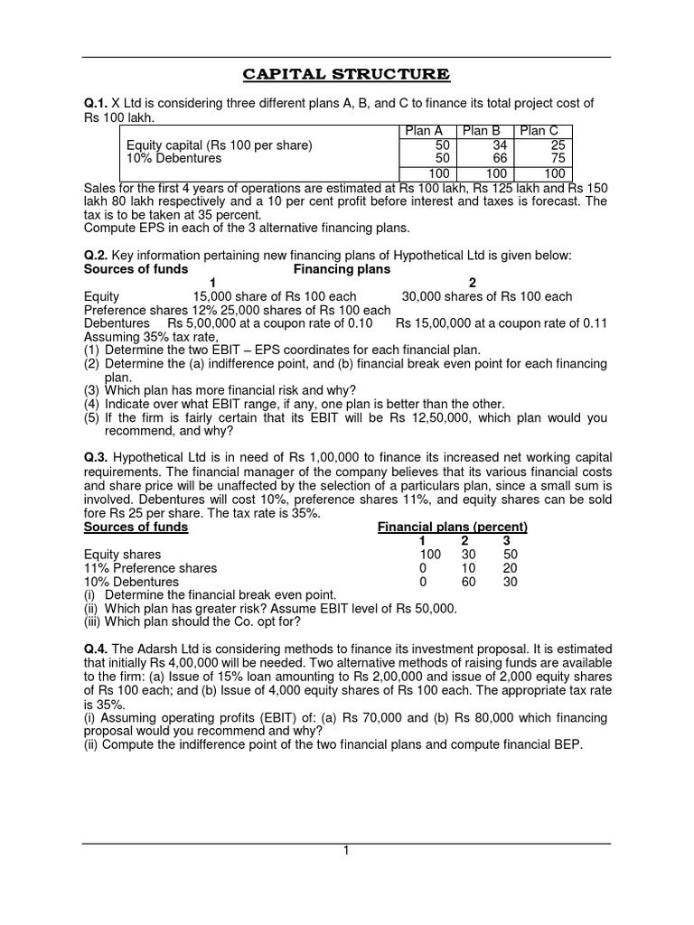 CAPITAL STRUCTURE.pdf | Capital Structure | Interest | Free 30-day ...