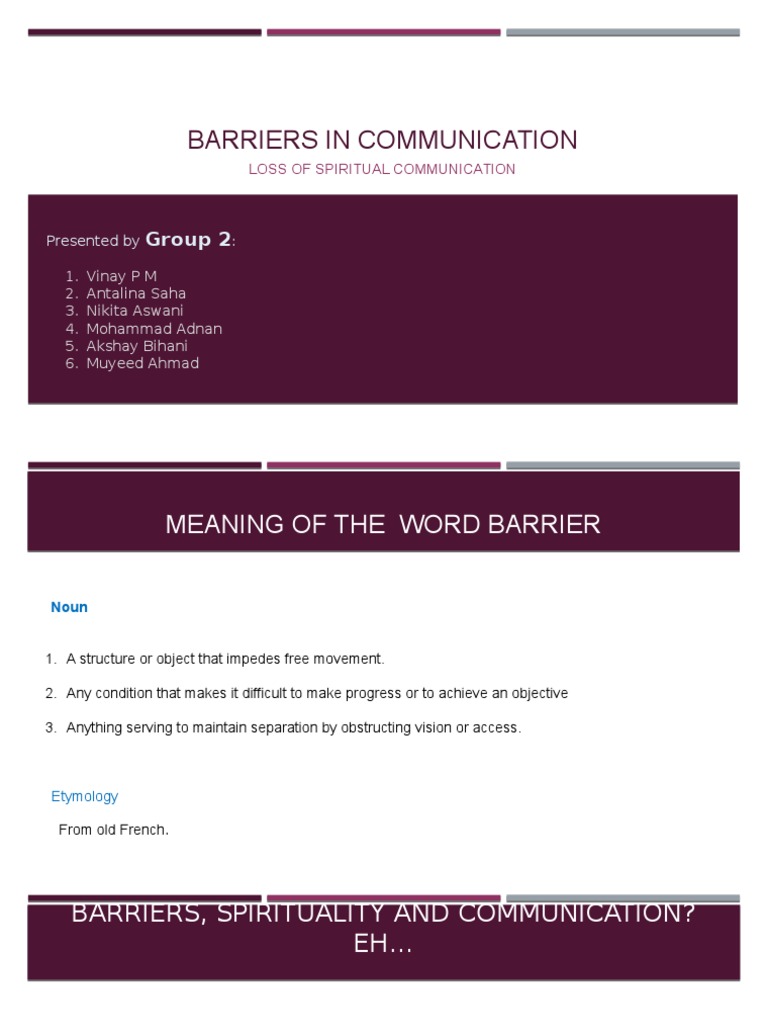 Spiritual Communication Barriers | PDF