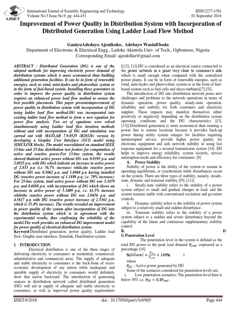 Improvement of Power Quality in Distribution System With Incorporation ...