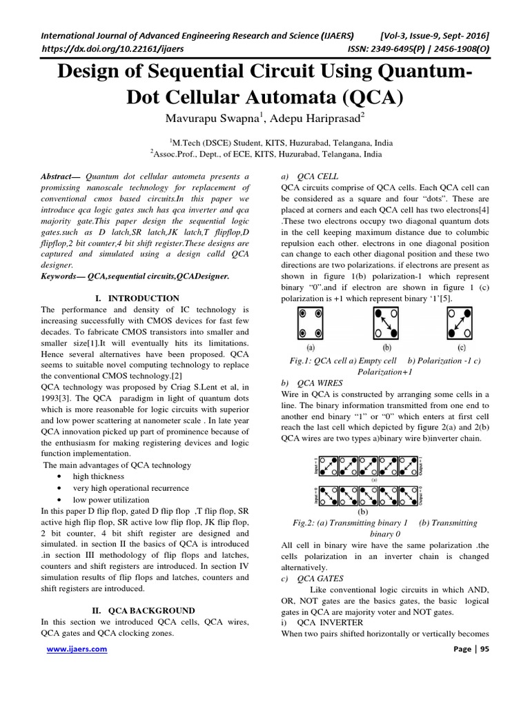 Design of Sequential Circuit Using Quantum-Dot Cellular Automata (QCA ...