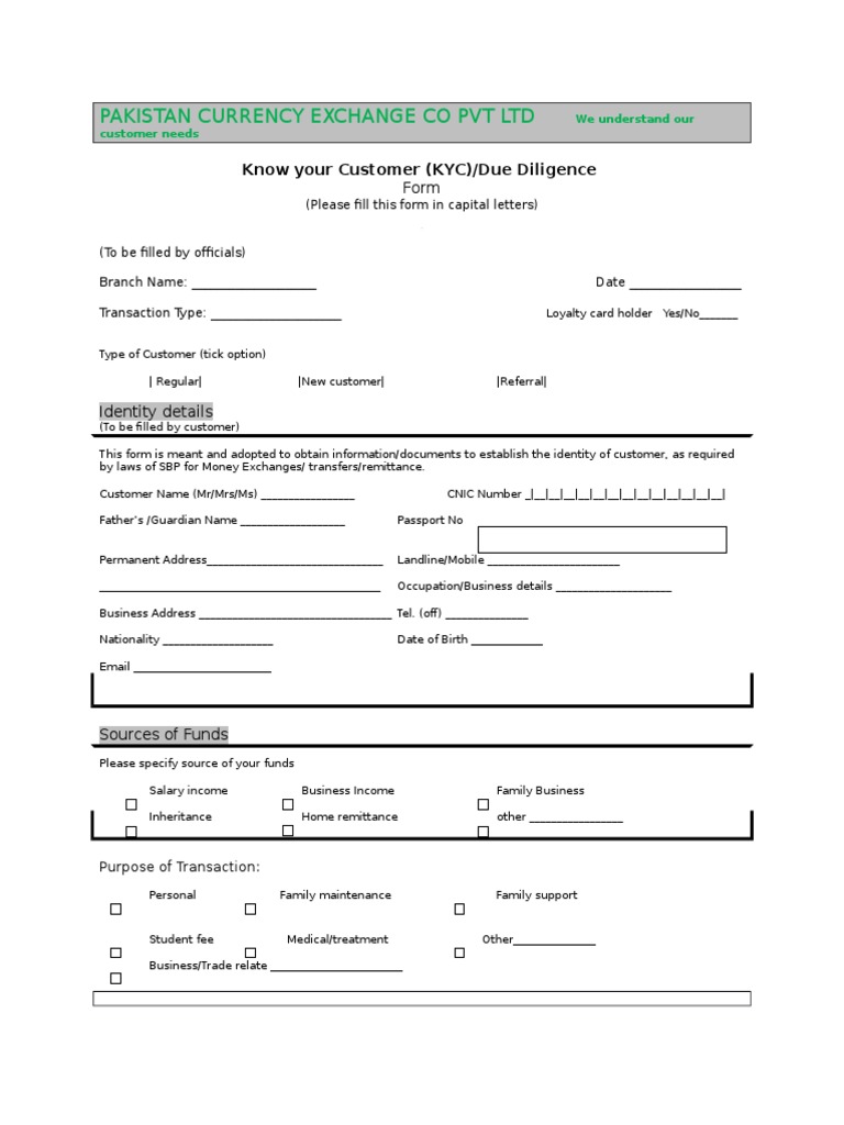 KYC Form - Docx FCY Customers | PDF