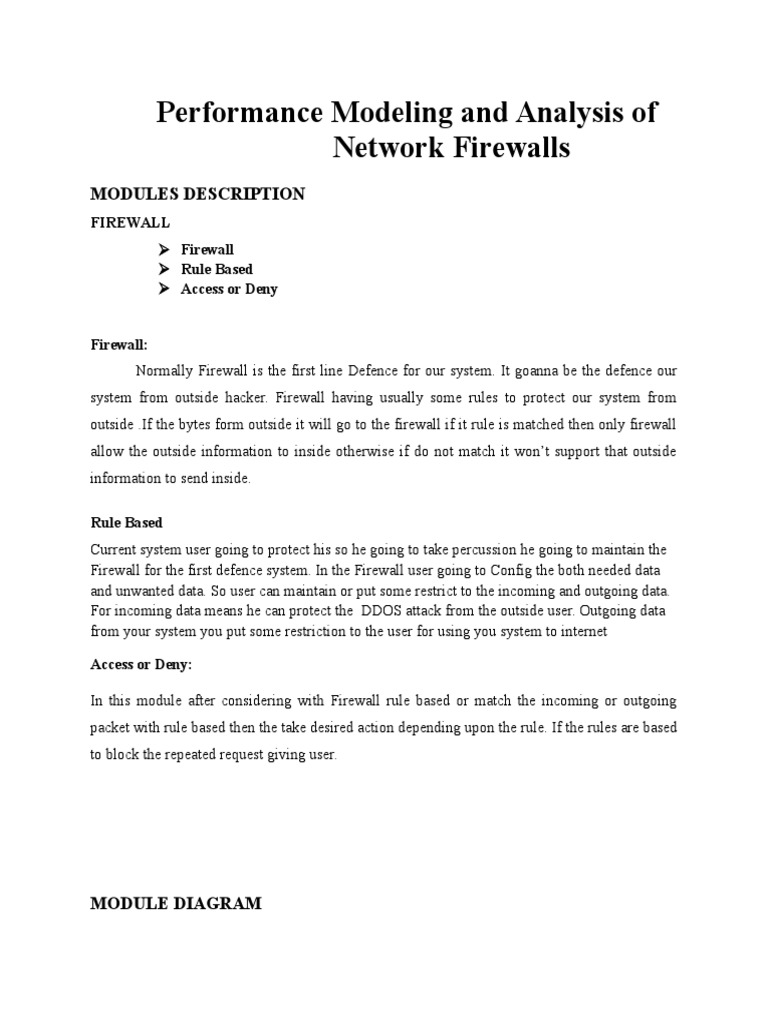 Performance Modeling and Analysis of Network Firewalls: Modules ...