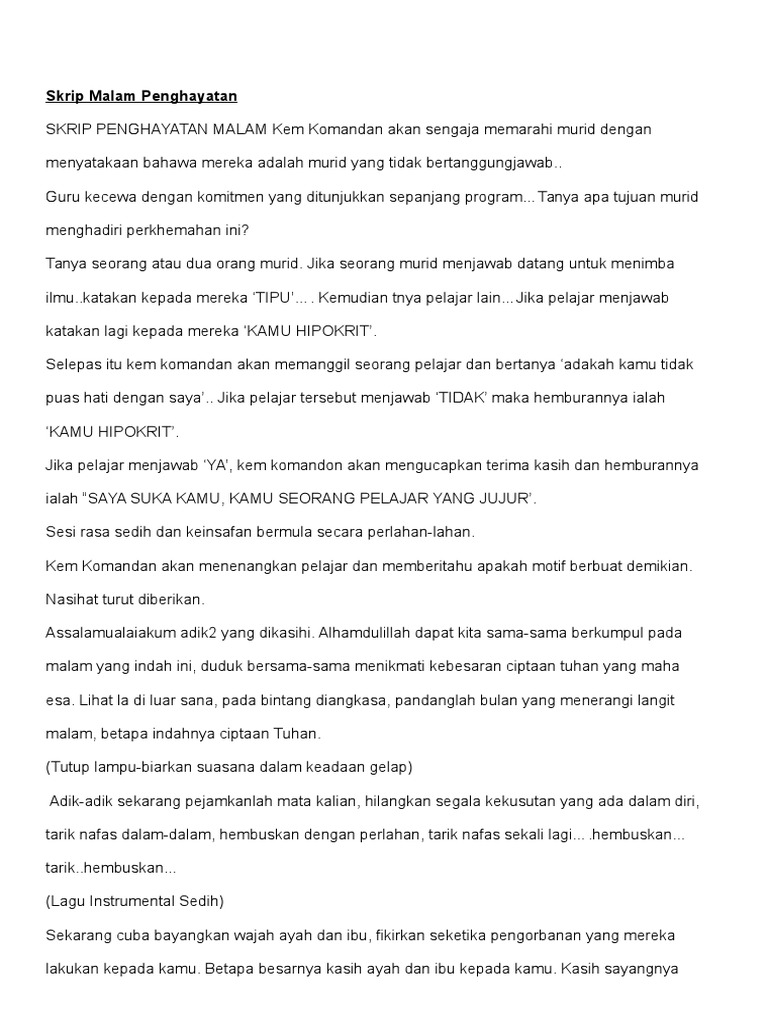 Skrip Malam Penghayatan | PDF