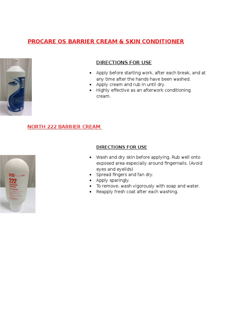 222 Barrier Cream Application Guide | PDF