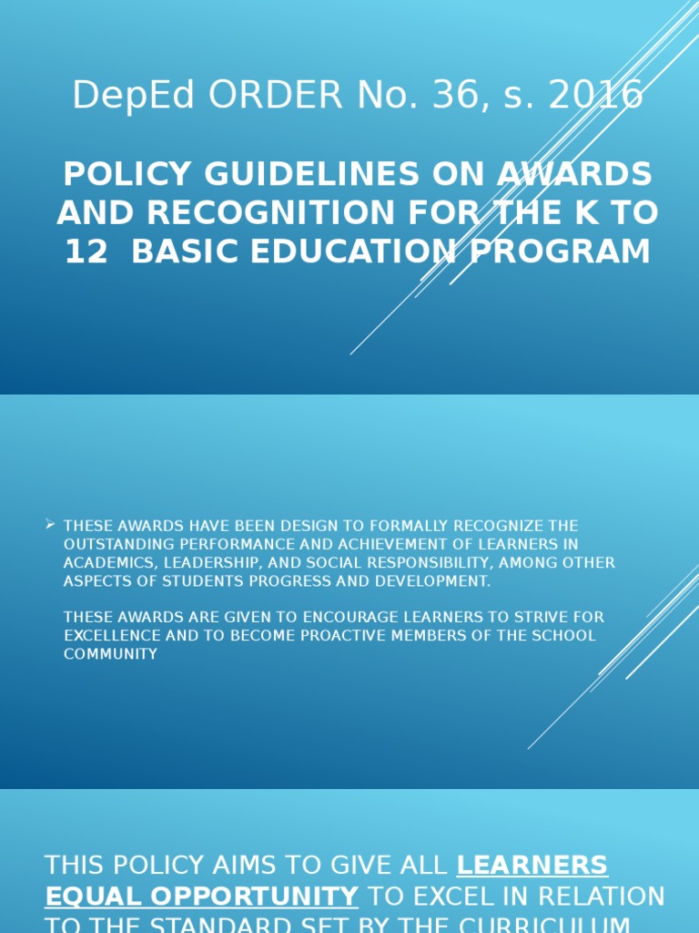 DepEd ORDER No 36 | PDF | Curriculum | Literacy