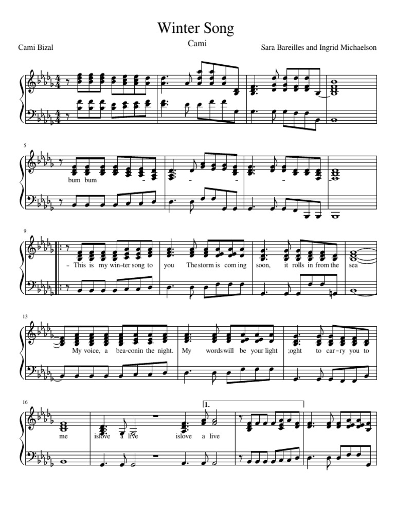 Winter Song: Cami Bizal Sara Bareilles and Ingrid Michaelson | PDF
