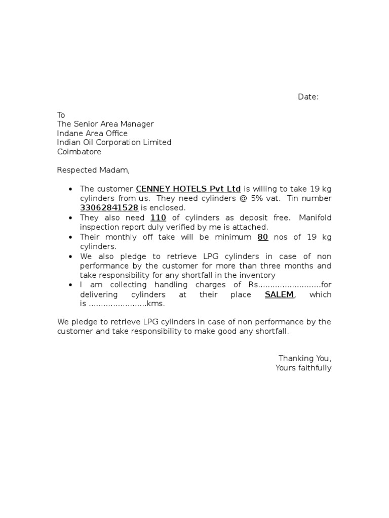 Distributor Request Letter For Direct Supply, 5% - Filled | PDF