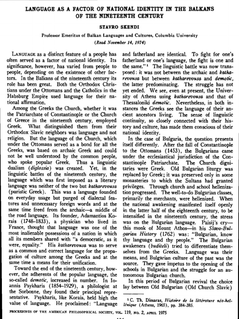 Stavro Skendi - Language As A Factor of National Identity in The ...