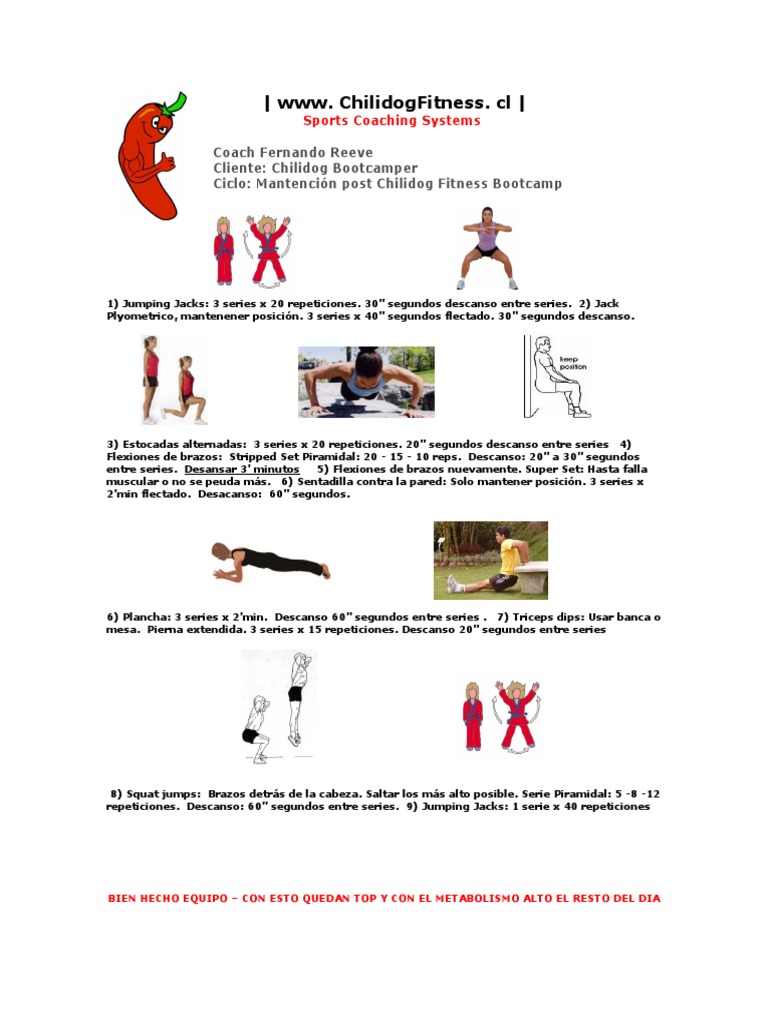Bootcamp Ejercicios Seguimiento PDF | Descargar gratis PDF | Ejercicio físico | Recreación
