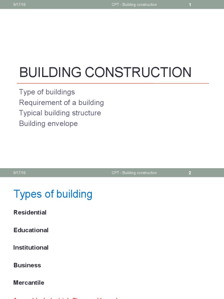 Building Construction: Type of Buildings Requirement of A Building ...