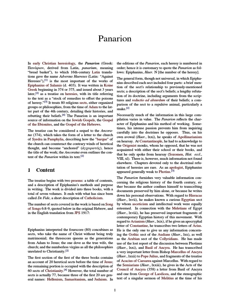 A Comprehensive Source on Early Christian Heresies: An Analysis of ...