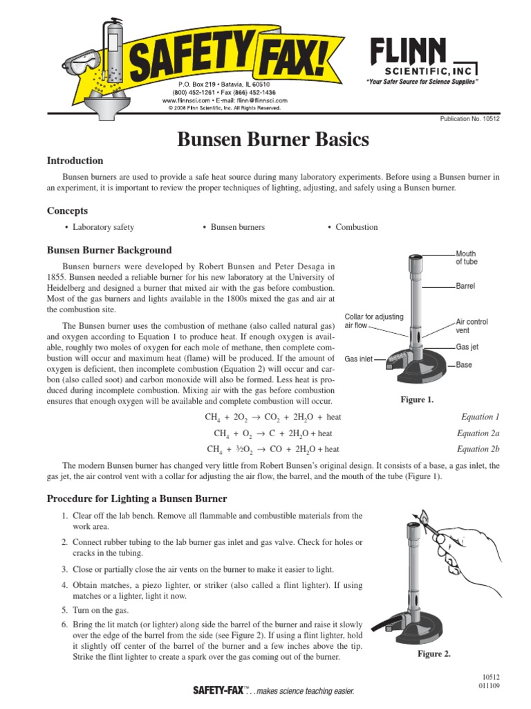 Bunsen Burner Basics: Publication No. 10512 | PDF | Combustion | Energy ...