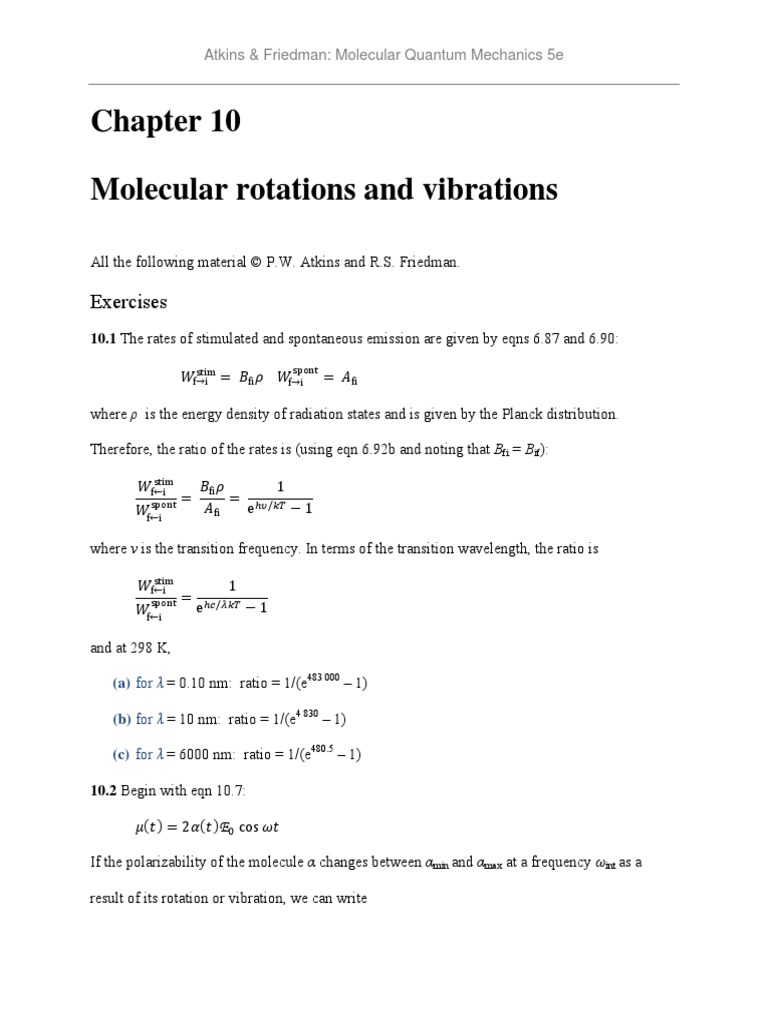 Student Solutions ch10 PDF | PDF | Molecules | Theoretical Physics
