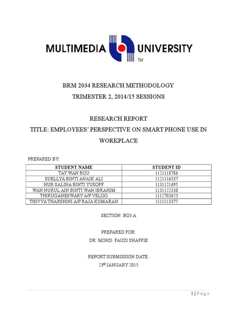 (Full Report) BRM 2034 Research Methodology | PDF | Survey Methodology | Questionnaire