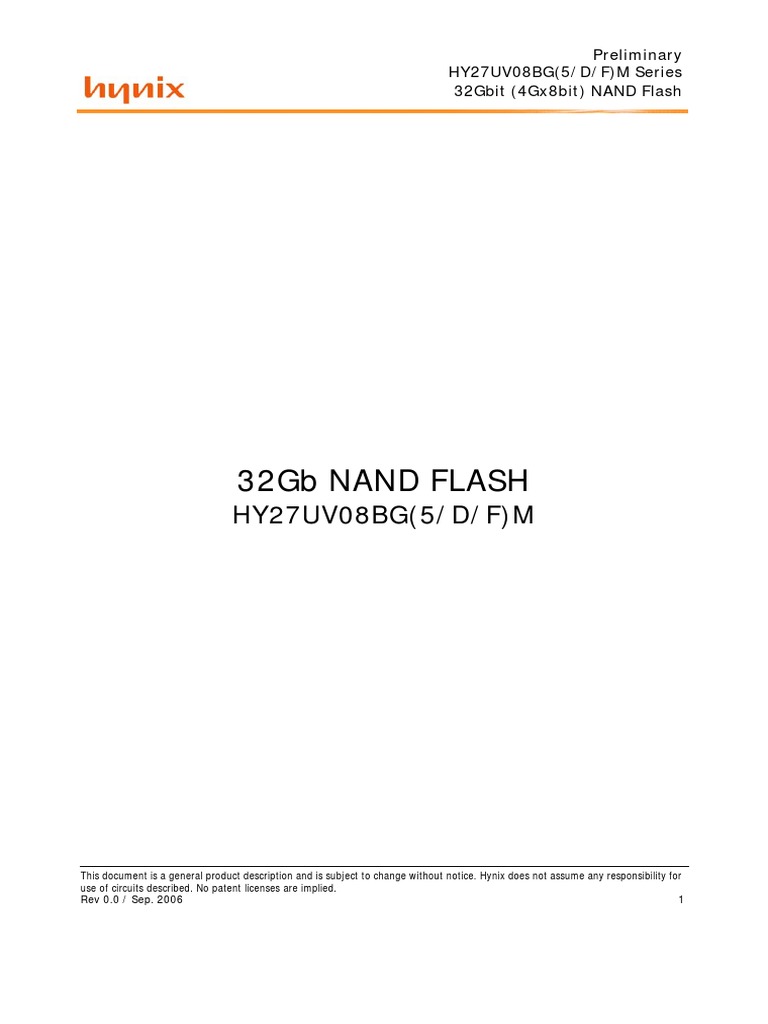 HY27UV08BG (5 - D - F) M (Rev0.0) | PDF | Flash Memory | Input/Output