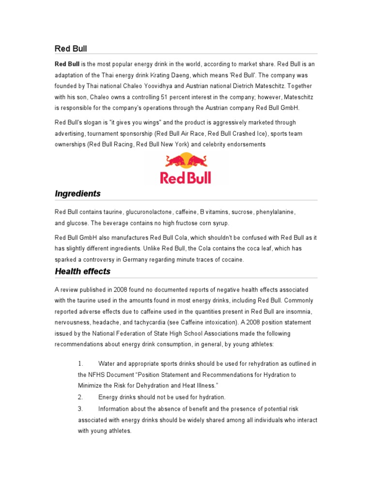 Red Bull | PDF | Food And Drink | Nutrition
