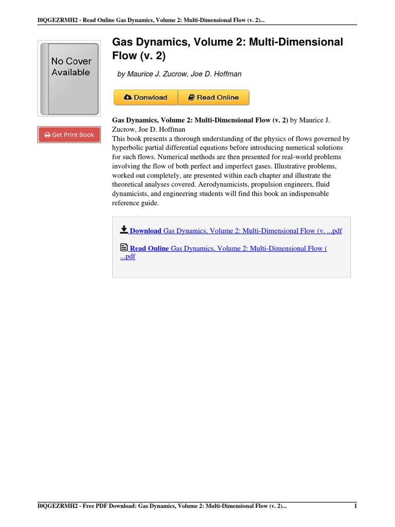 Gas Dynamics Volume Multi Dimensional Flow 0471018066 PDF | PDF | Compressible Flow | Explosion