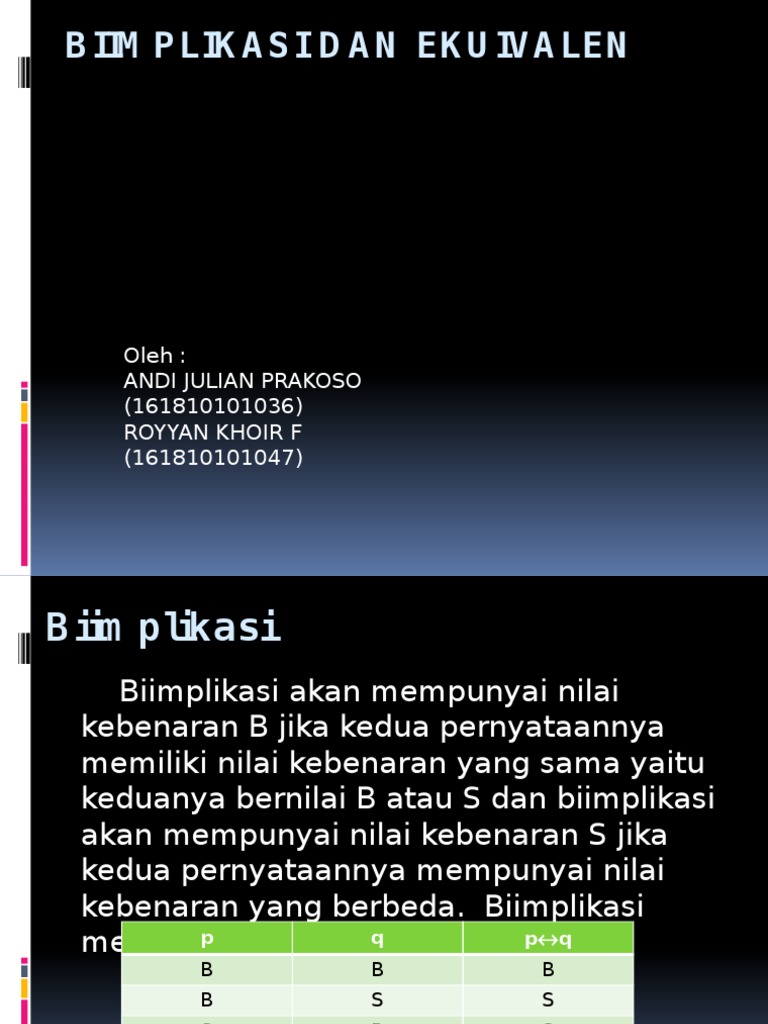 Biimplikasi Dan Ekuivalen | PDF