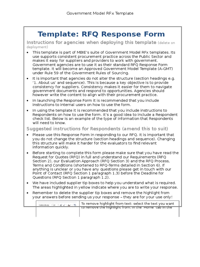 GM-RFX RFQ Response Form Template | PDF | Conflict Of Interest | Prices