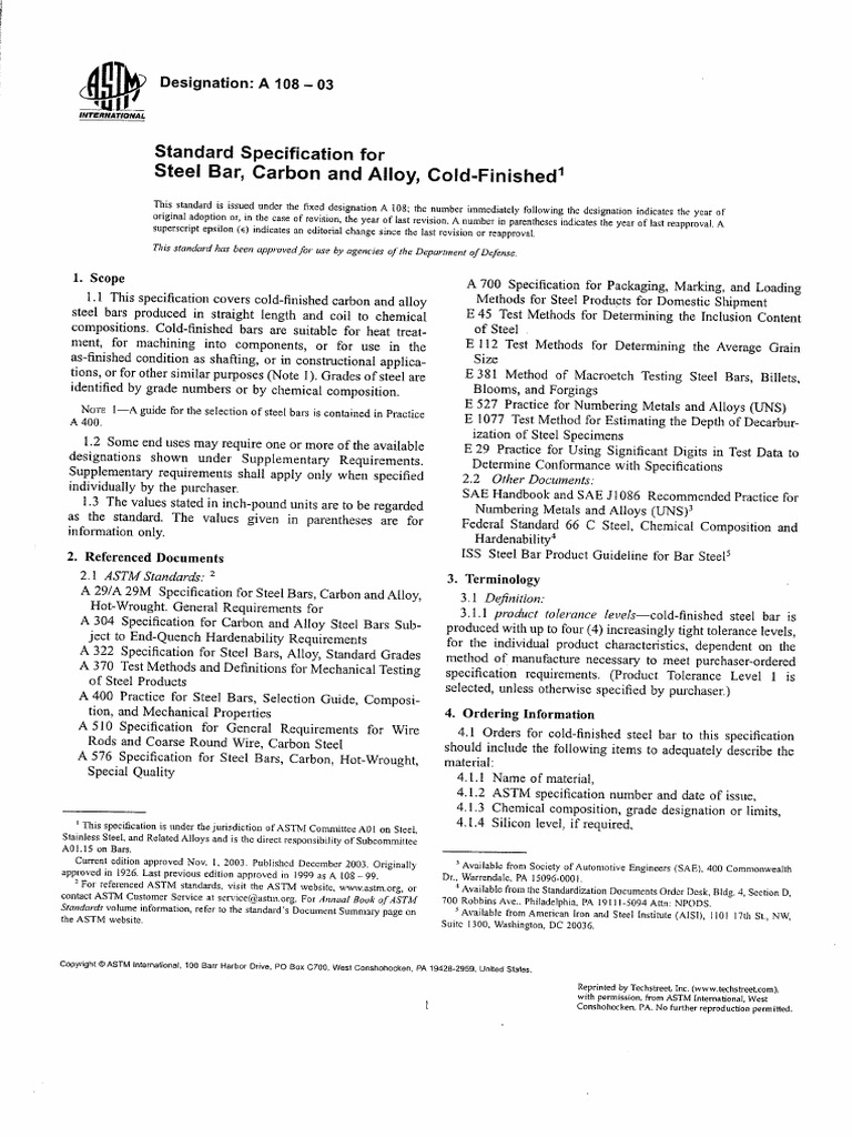 Astm - A 108 - 03 PDF | PDF