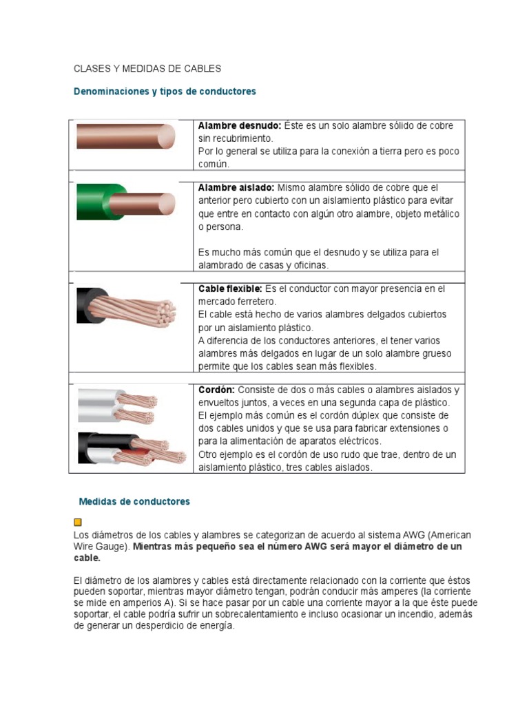 Clases y Medidas de Cables | PDF | Fuerza | Bienes manufacturados