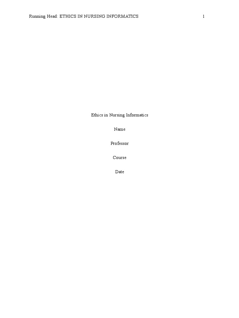 Ethics In Nursing PDF Electronic Health Record Health Informatics