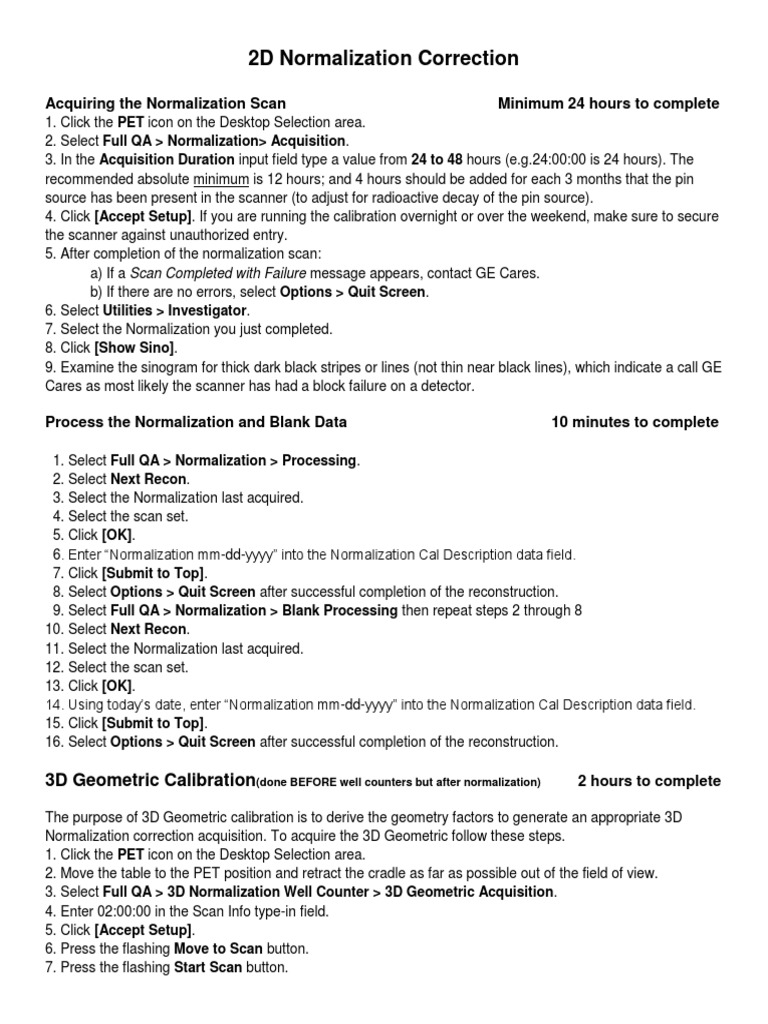 Norm 2D and 3D Well Counter Procedures PDF | PDF | Positron Emission ...
