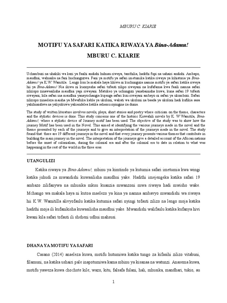 MAKALA YA Bina-Adamu! | PDF