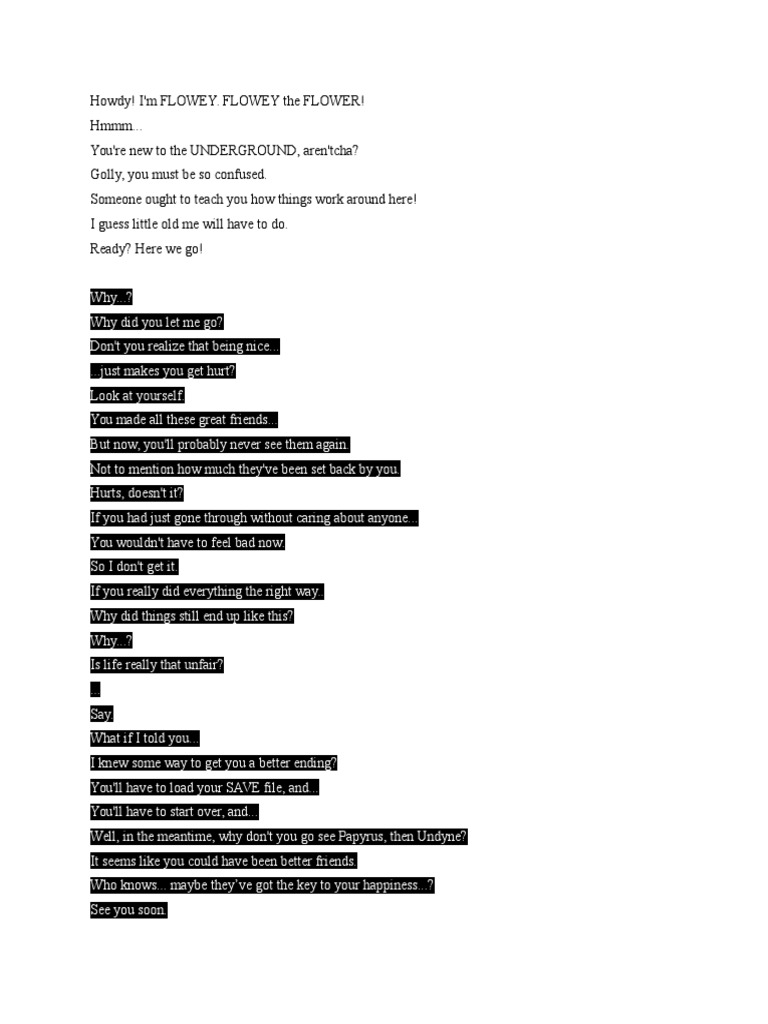 Flowey's Genocide Dialogue in Undertale | PDF | Poetry