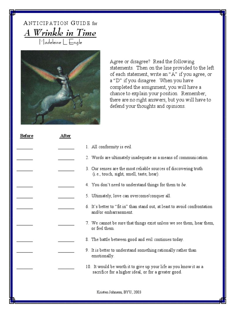 An Anticipation Guide Engaging Readers in Exploring Philosophical ...