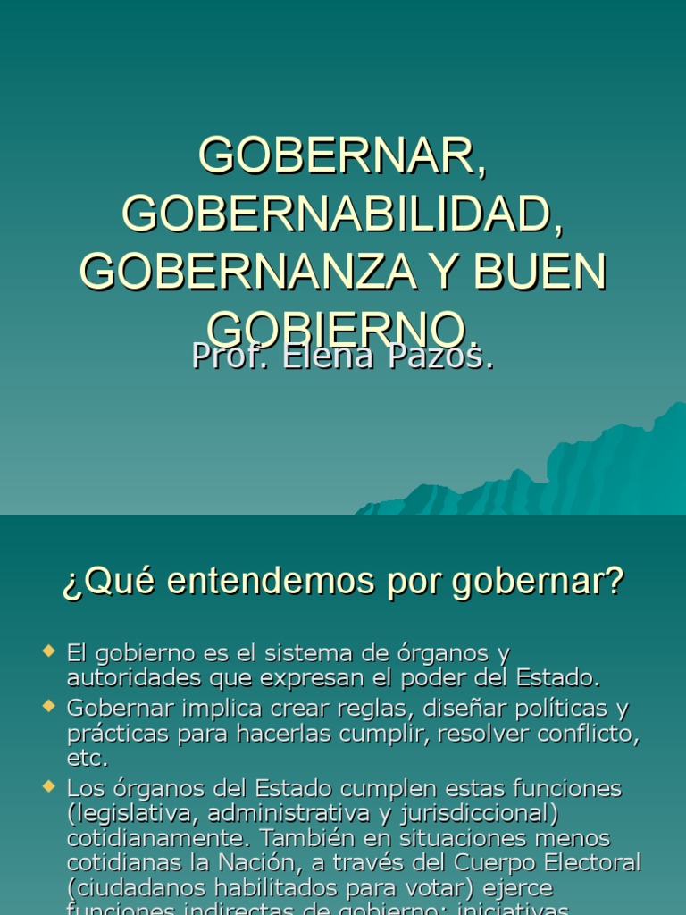 Gobernar Gobernabilidad Gobernanza y Buen Gobierno | PDF | Gobernancia ...