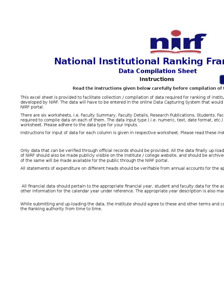 NIRF Data Submission Guidelines 2024 | PDF | Academic Degree | Doctor ...
