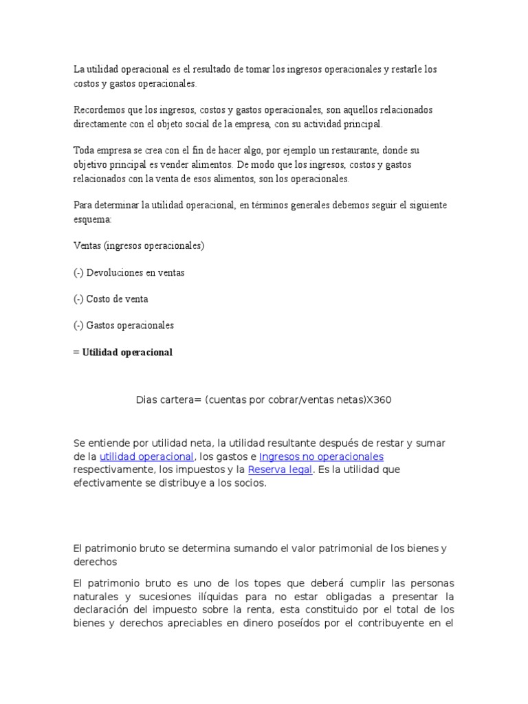 La Utilidad Operacional | PDF | Bienes (Ley) | Impuestos