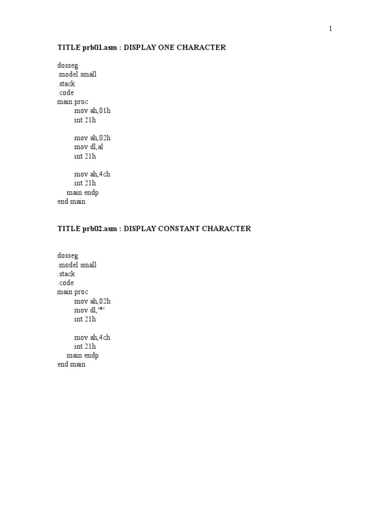 prb21.asm: Calculate expression M+N-P+1 | PDF | Assembly Language ...