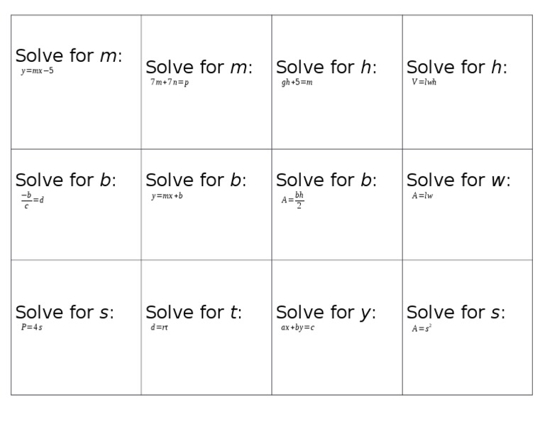 Literal Equations Scavenger Hunt | PDF